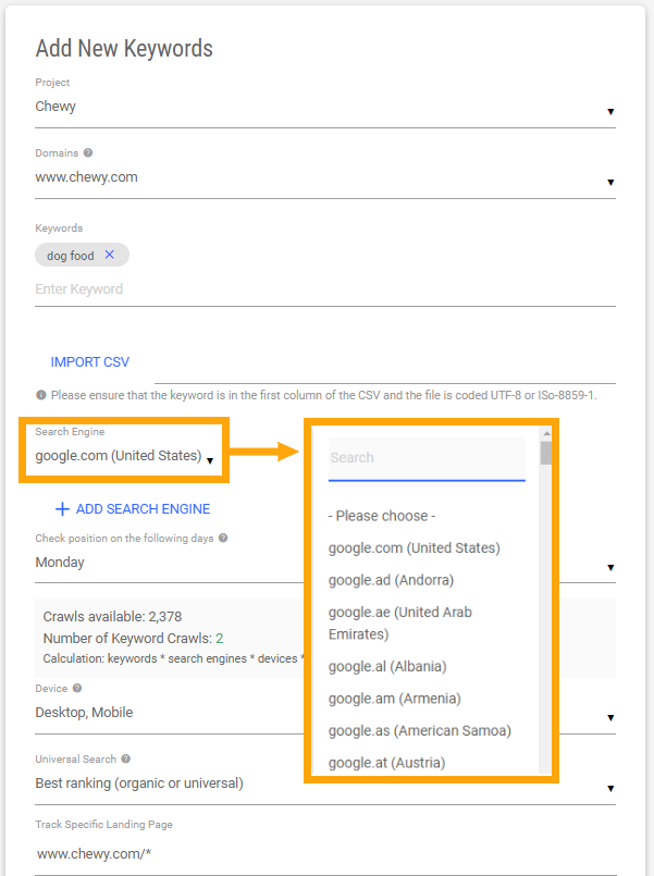 There is no search engine listed for my country. What should I do ...